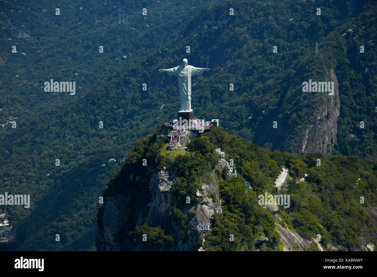 Giant statue of Christ the Redeemer atop Corcovado, Rio de Janeiro ...