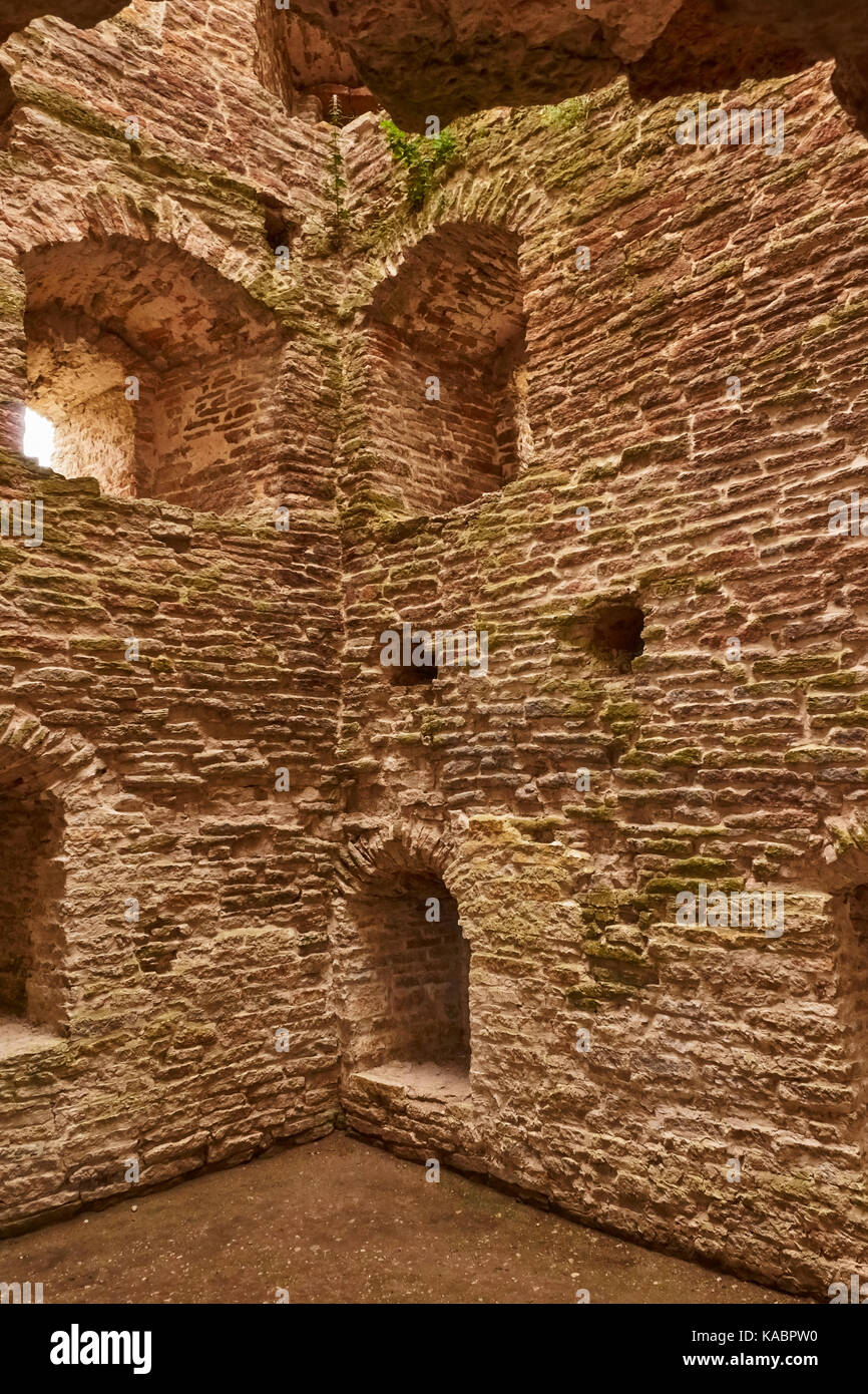 From the floor of the ancient square watchtower are seen the walls in ...
