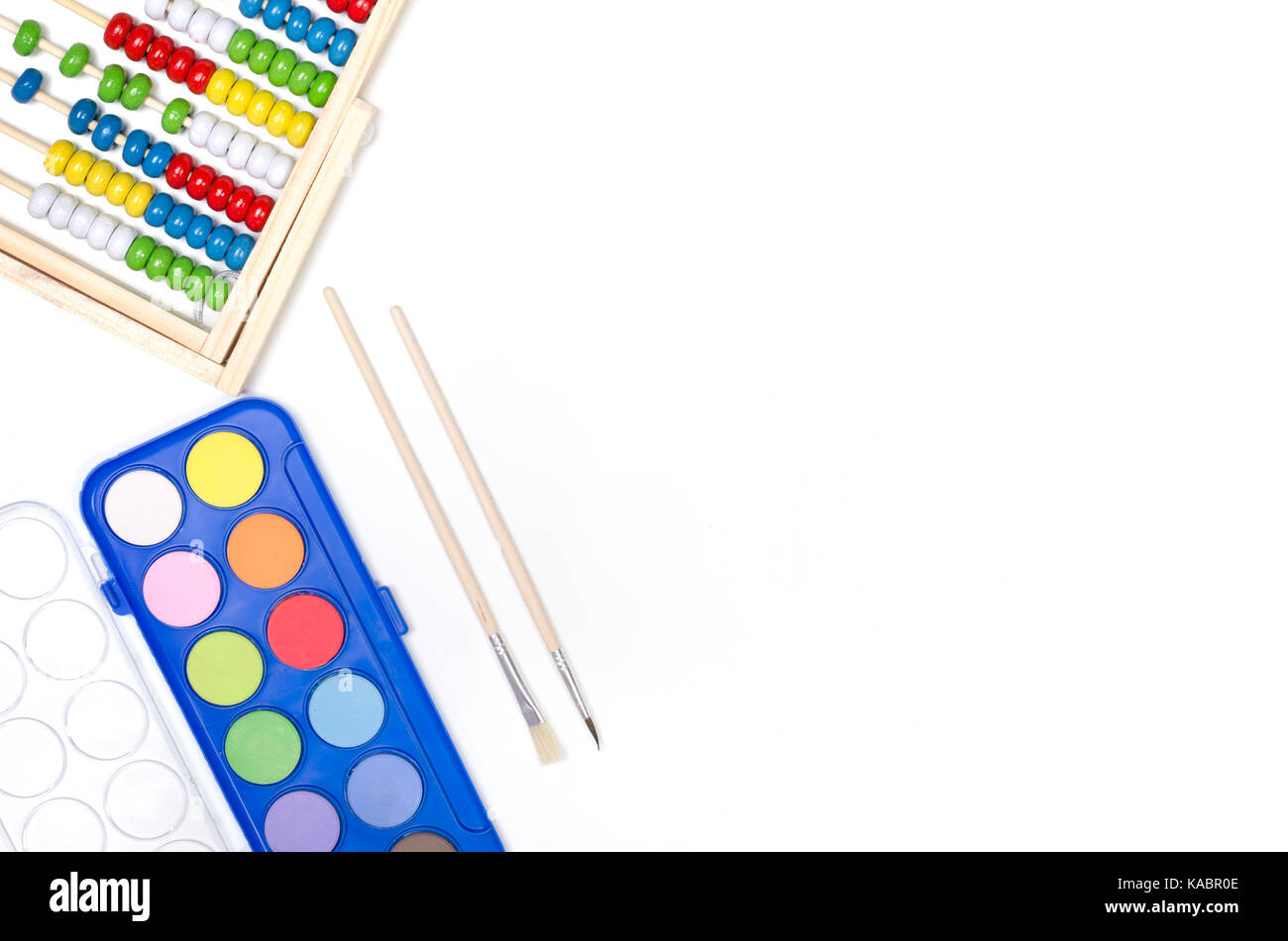 School supplies on white background. Back to school concept Stock Photo ...