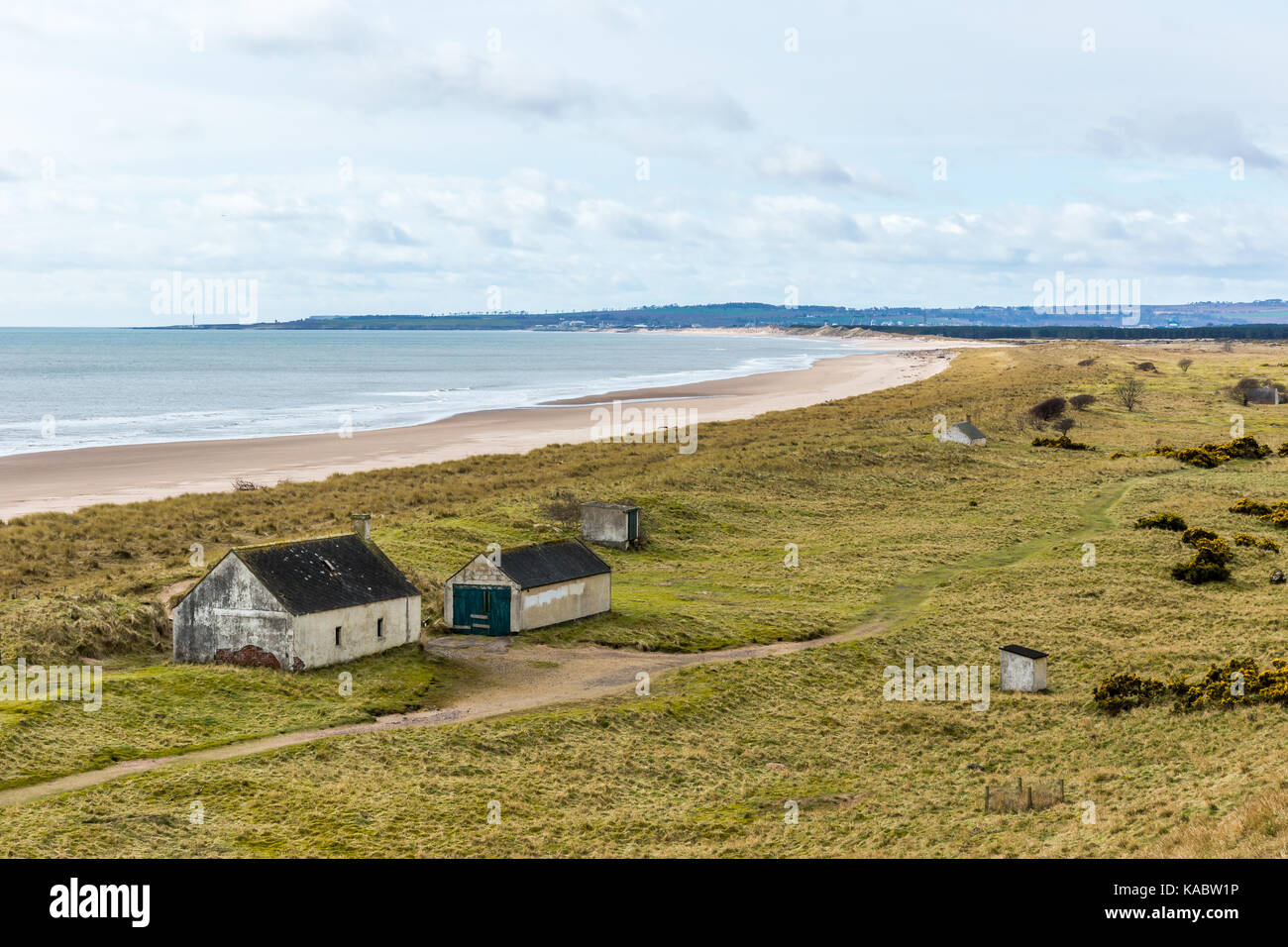 St. Cyrus dunes and beach with Montrose Bay Stock Photo - Alamy