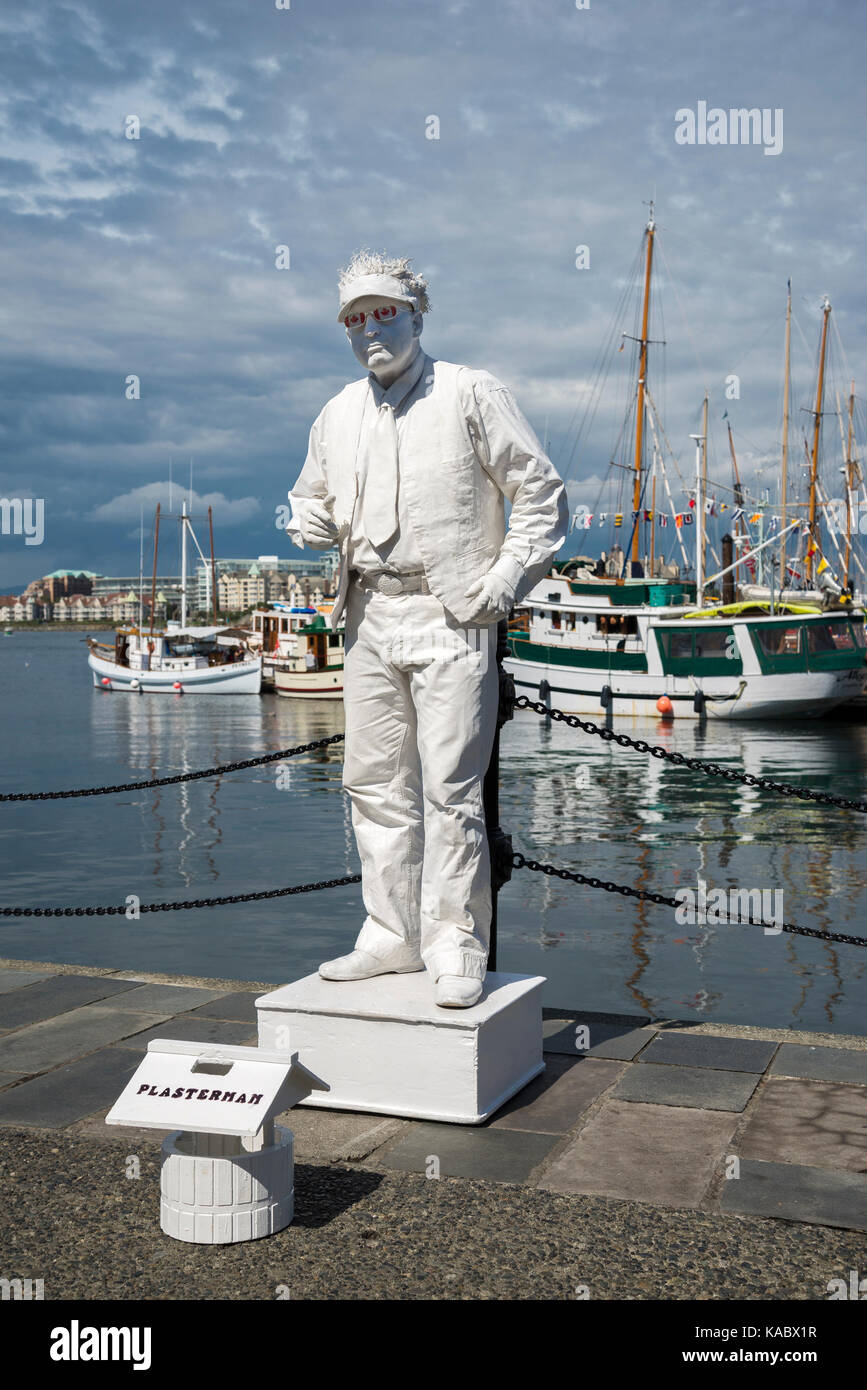 Street performer 'Plaster Man'. The Inner Harbour, Victoria, Vancouver ...