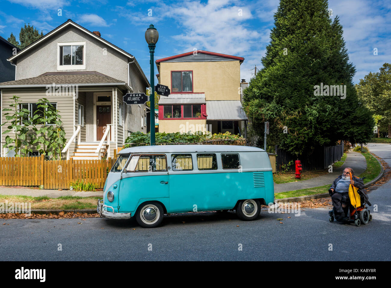 VW bus wagon in Strathcona neighbourhood, Vancouver, British Columbia ...