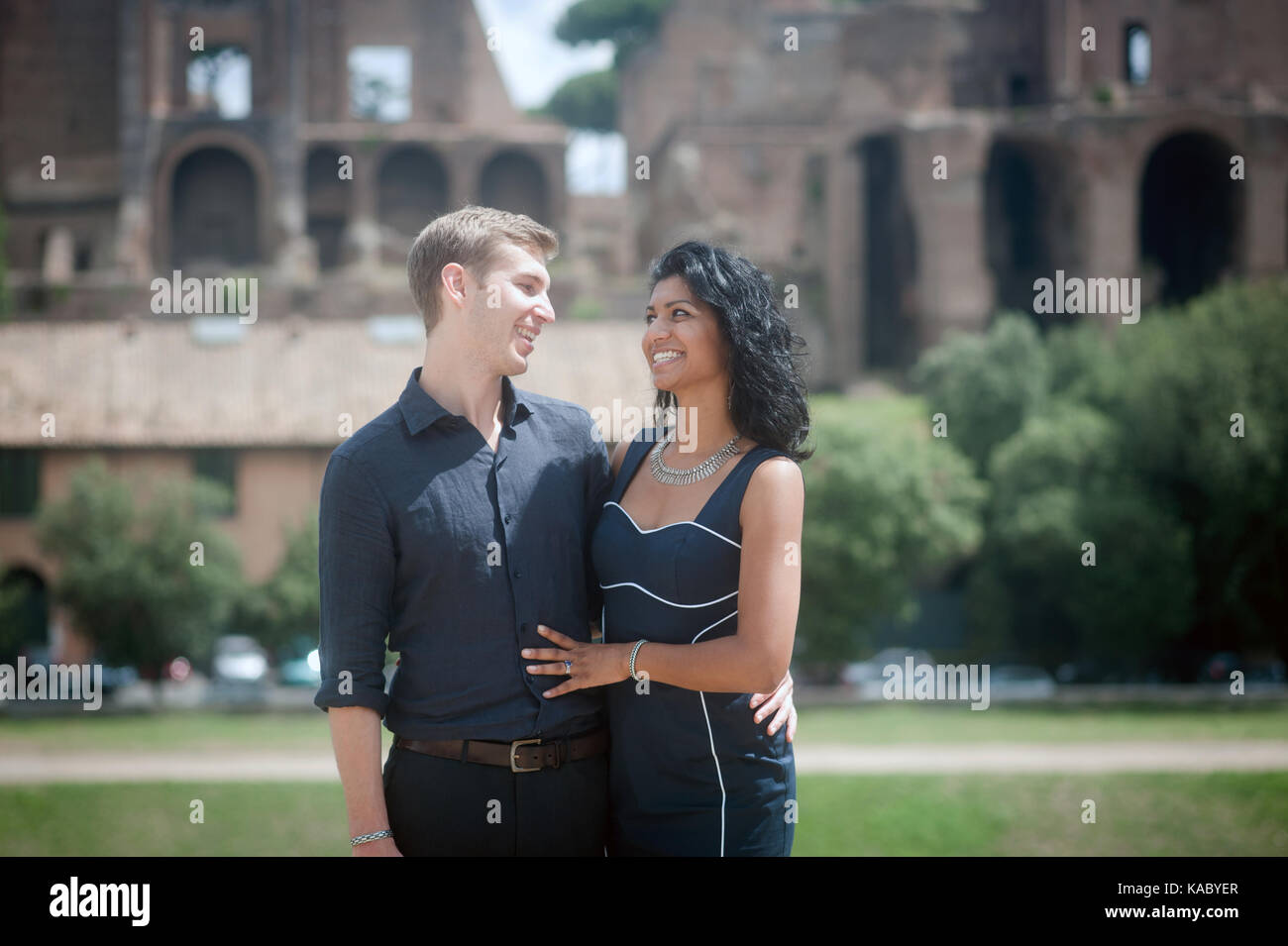Young mixed race couple in Rome, Italy Stock Photo - Alamy