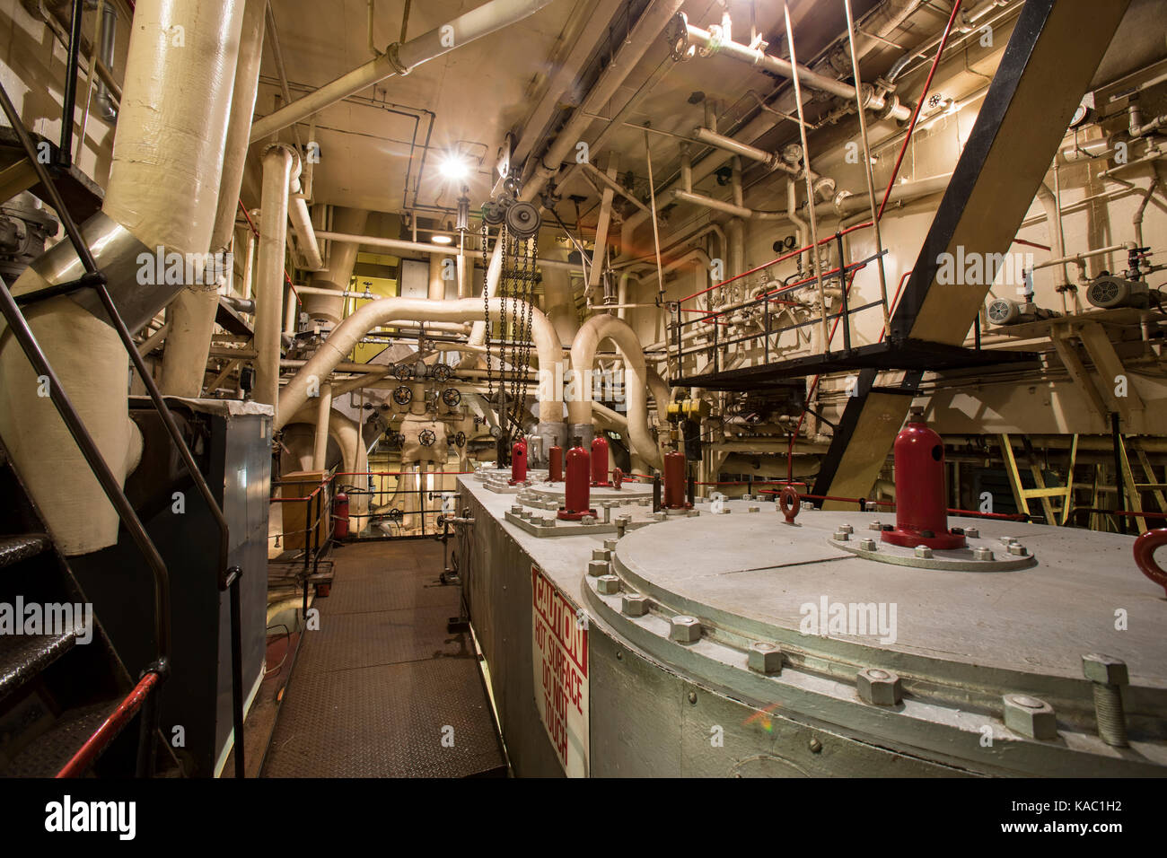 Interior of vintage steam engine room on WWII Liberty Ship Stock Photo ...