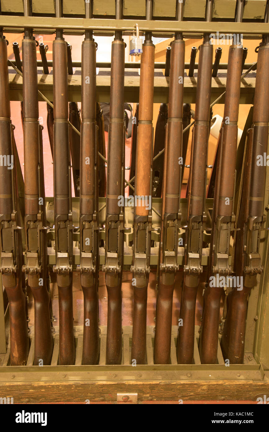 Rack of WWII rifles on rack on Liberty Ship Stock Photo - Alamy