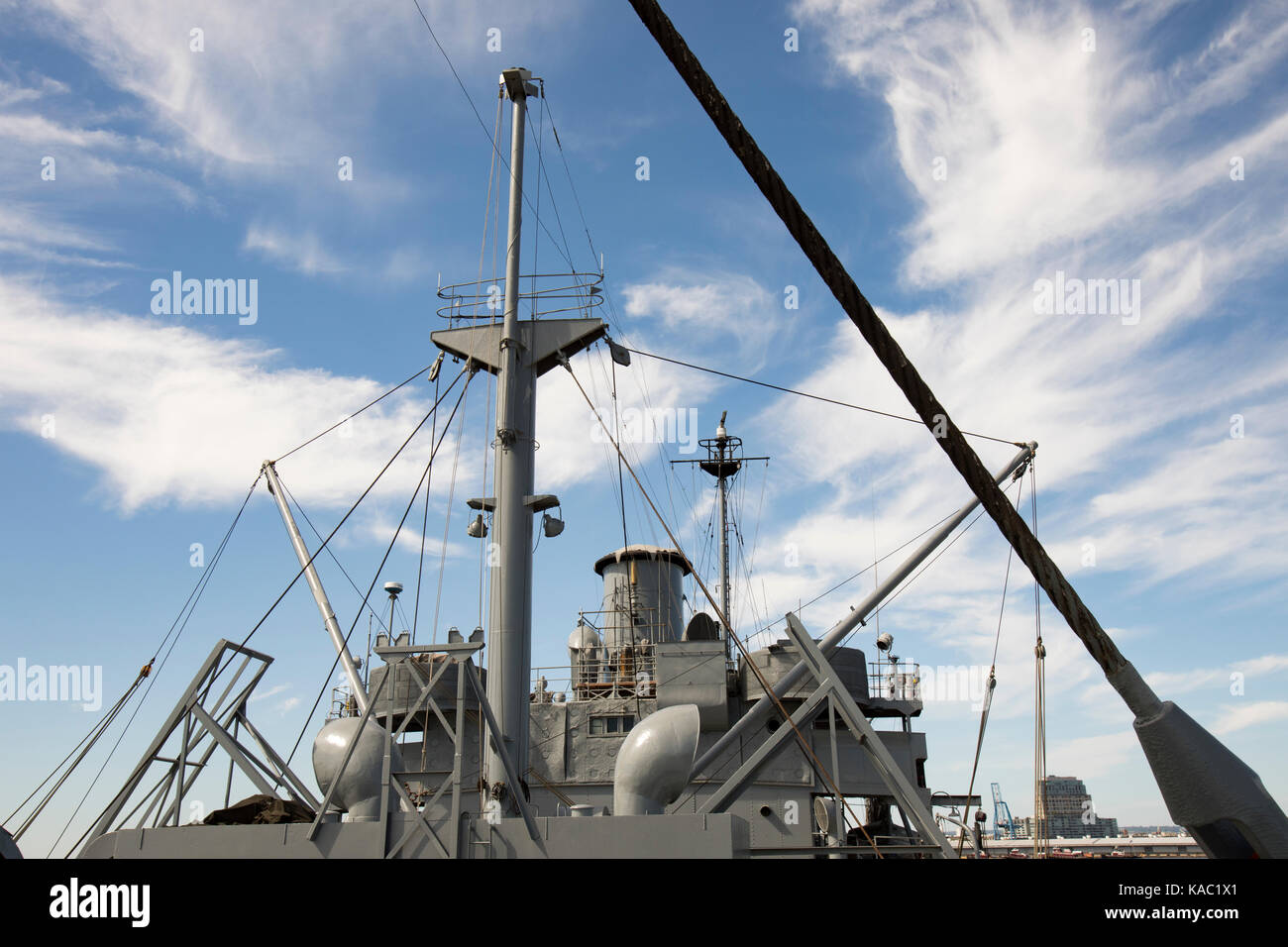 Masts and flying bridge on vintage WWII Liberty Ship Stock Photo - Alamy
