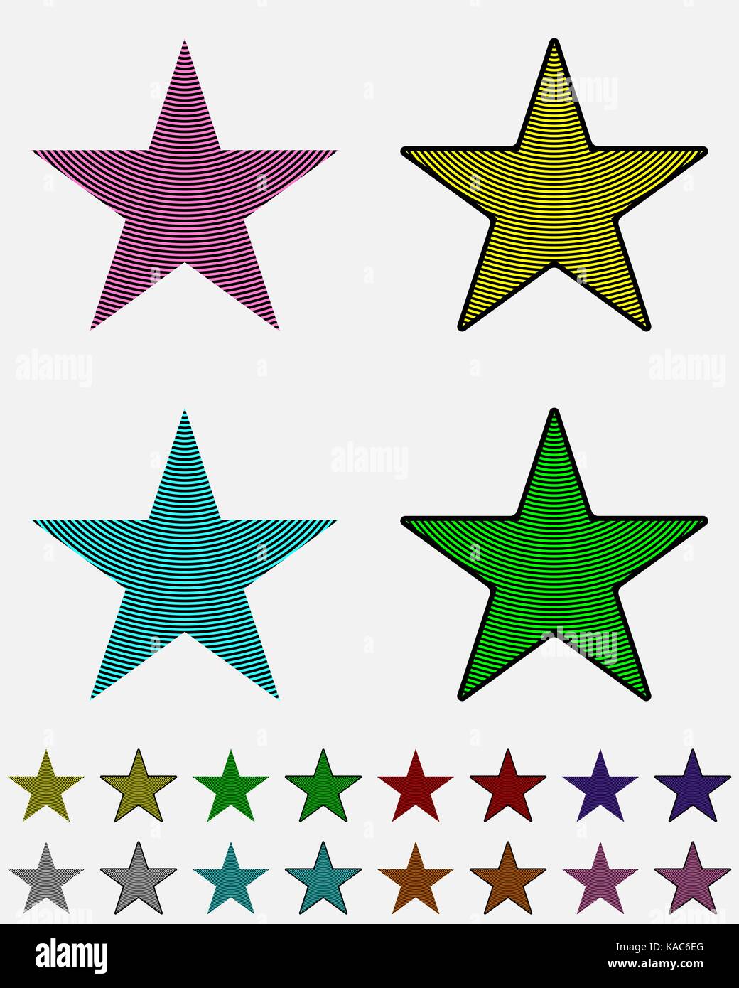 Star, black star collection with colored stripes coming out from above ...