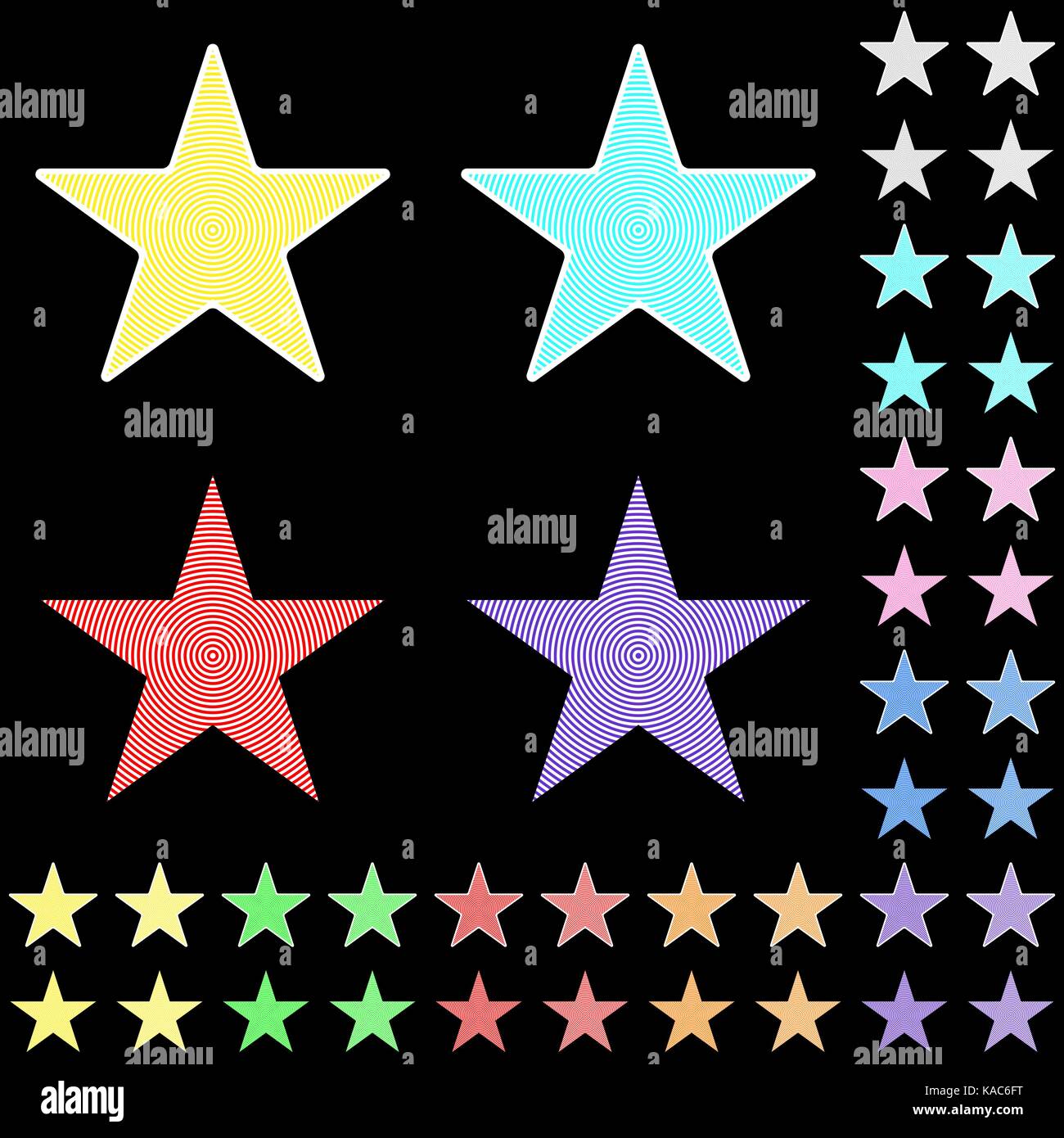 Star, white star collection with colored stripes leaving from the ...