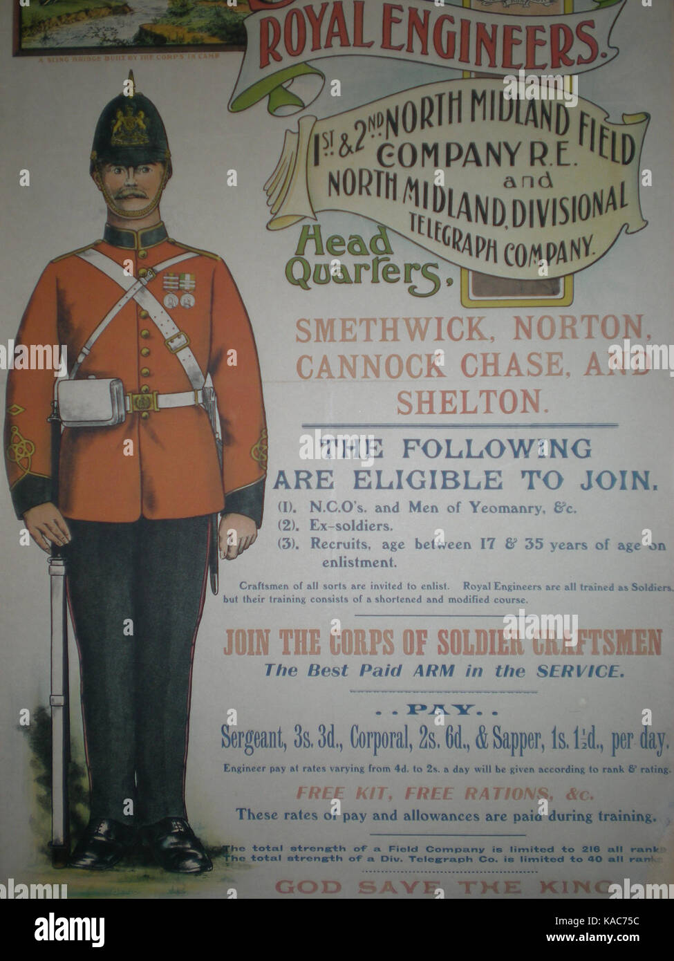 A recruitment poster from 1890, issued by the Royal Engineers ...