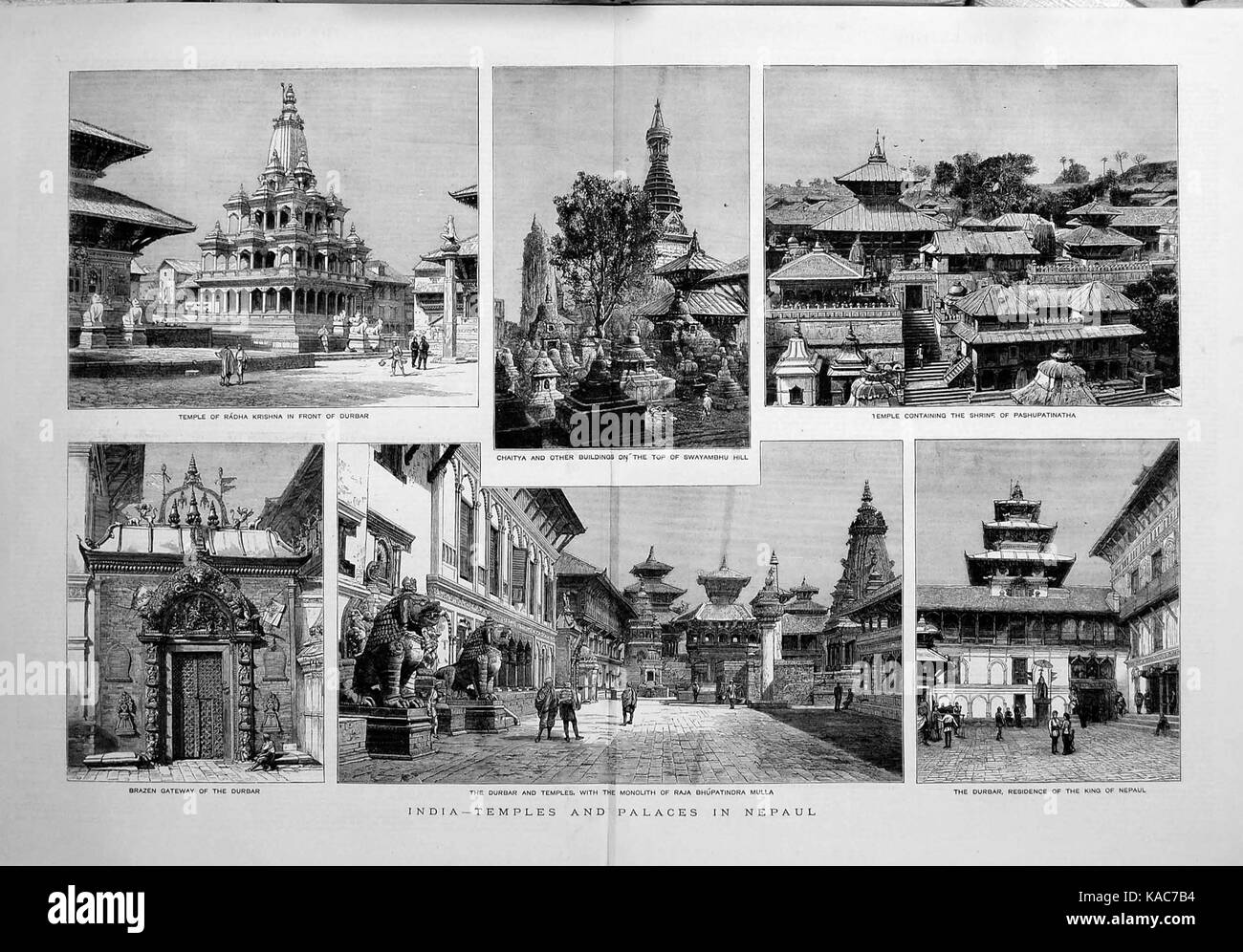 Temples and palaces in Nepaul, from The Graphic, 1880 Stock Photo - Alamy