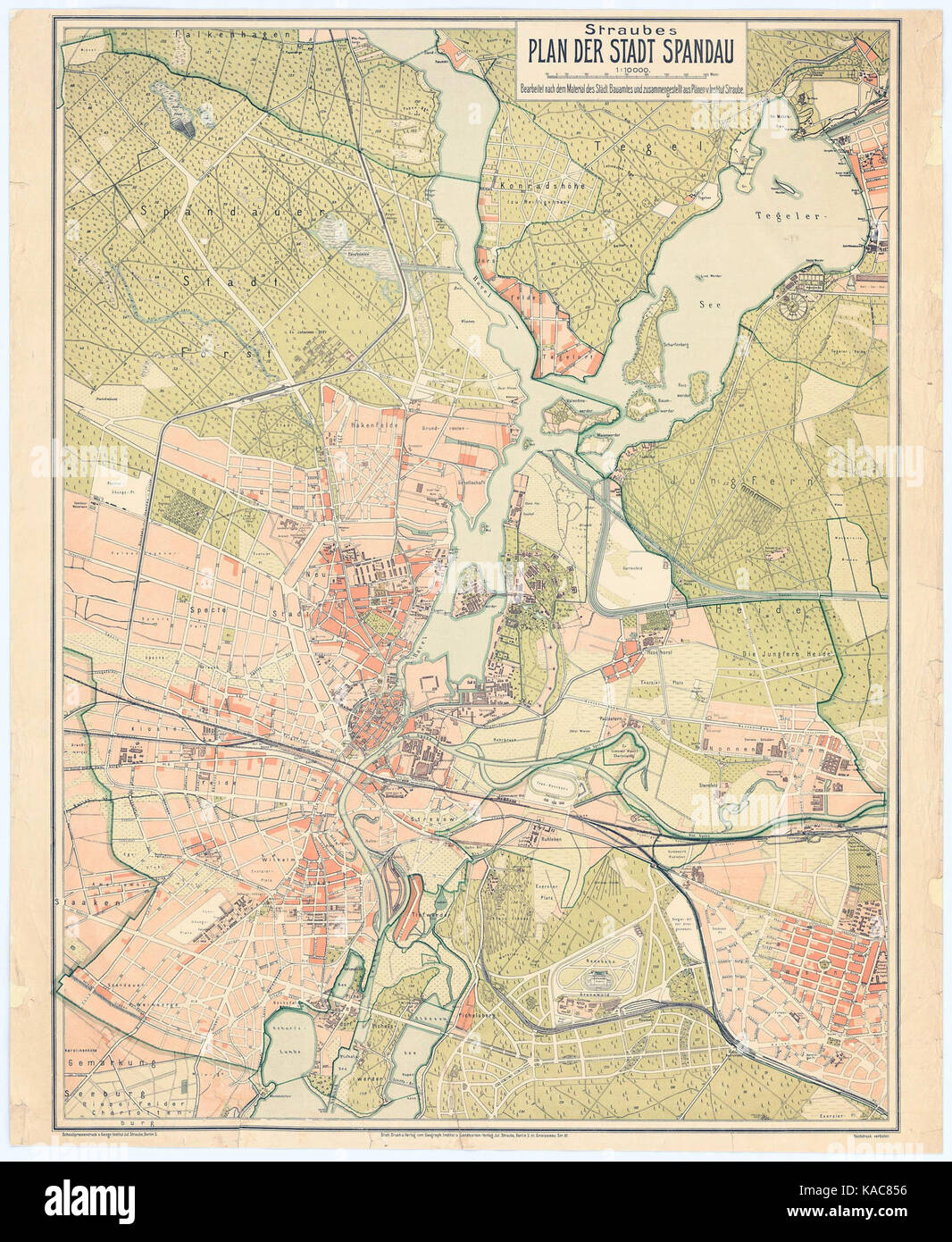 Straube Plan der Stadt Spandau 1912 Stock Photo - Alamy