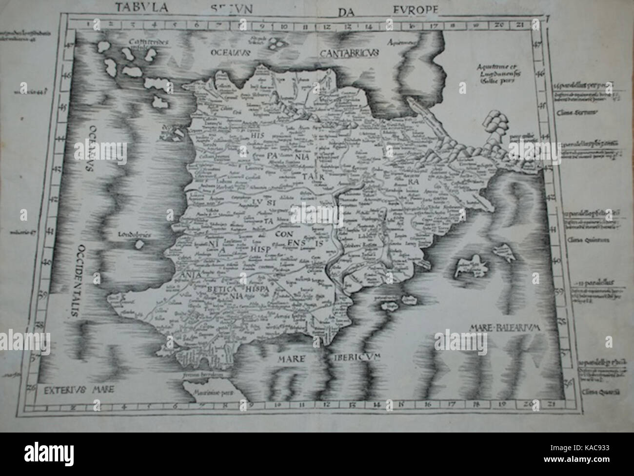 A historical map or diagram titled 'Tabula Secunda,' depicting Europe ...