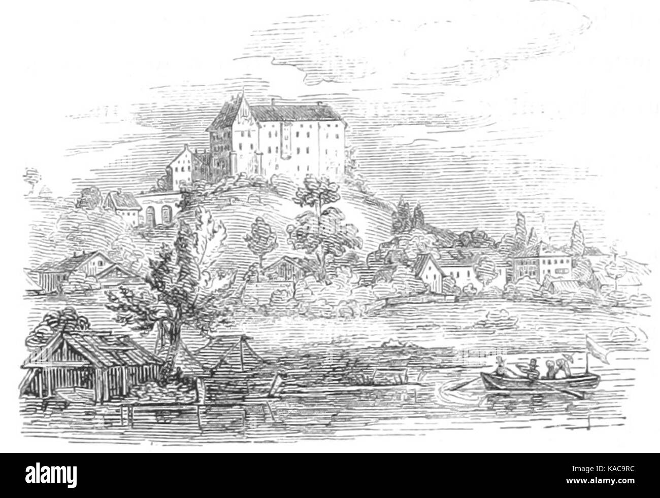 This 1852 illustration by Stumpf depicts the landscape around Starnberg ...