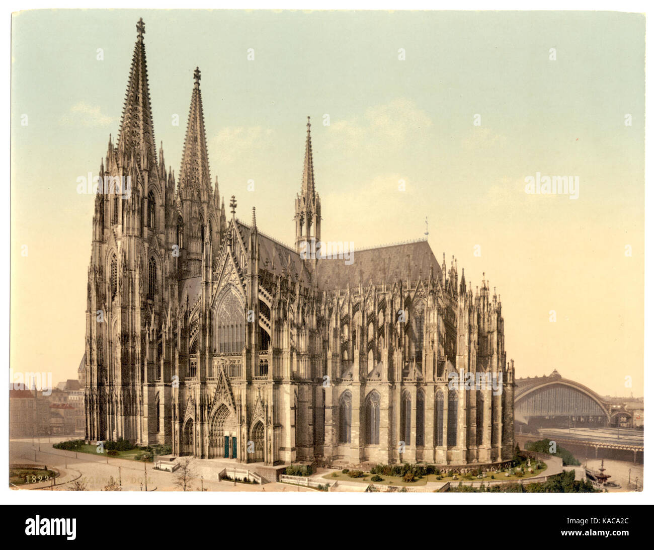 This image shows the side view of the Cologne Cathedral, a prominent ...