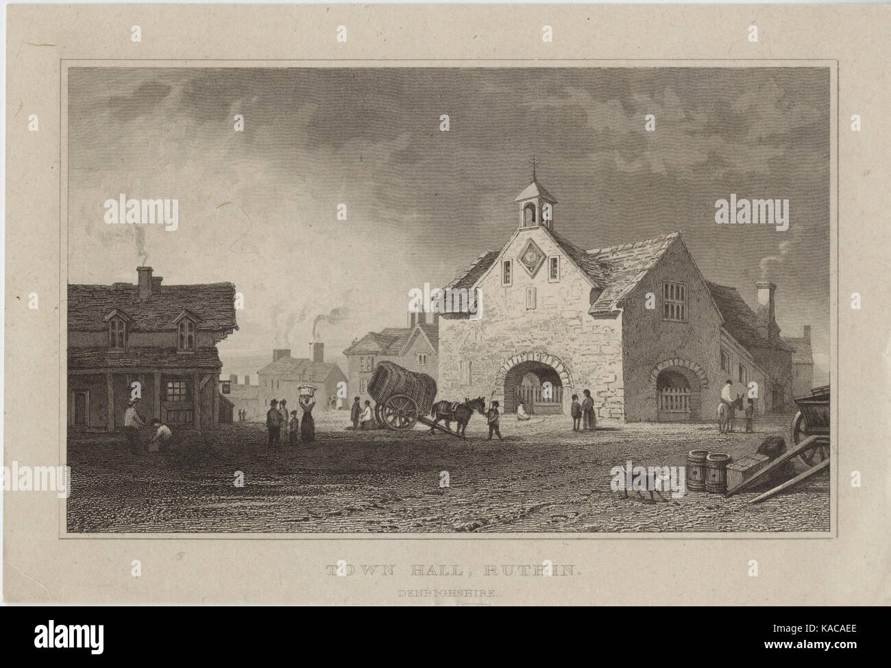 RUTHIN Town Hall, Wales 1830 Stock Photo - Alamy