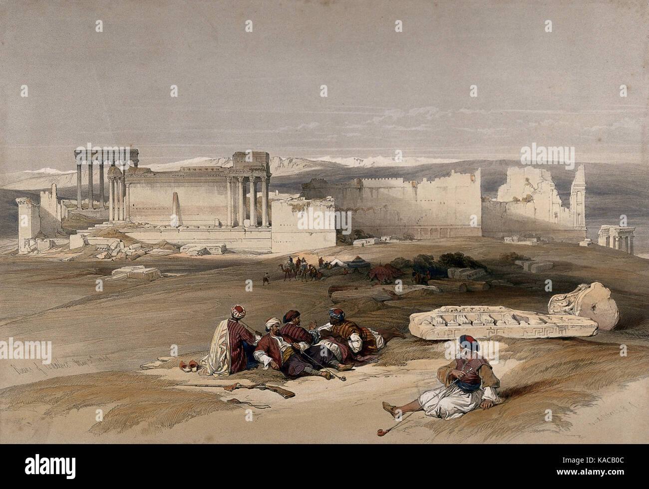 The ancient city of Baalbec. Coloured lithograph by Louis Ha Wellcome ...