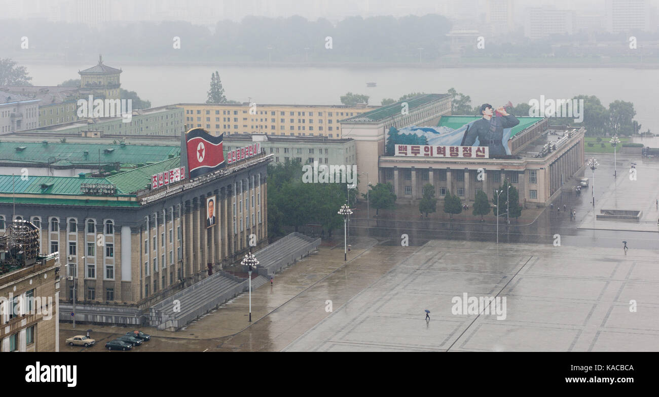 View during rain from Grand People's Study House to north side of Kim ...