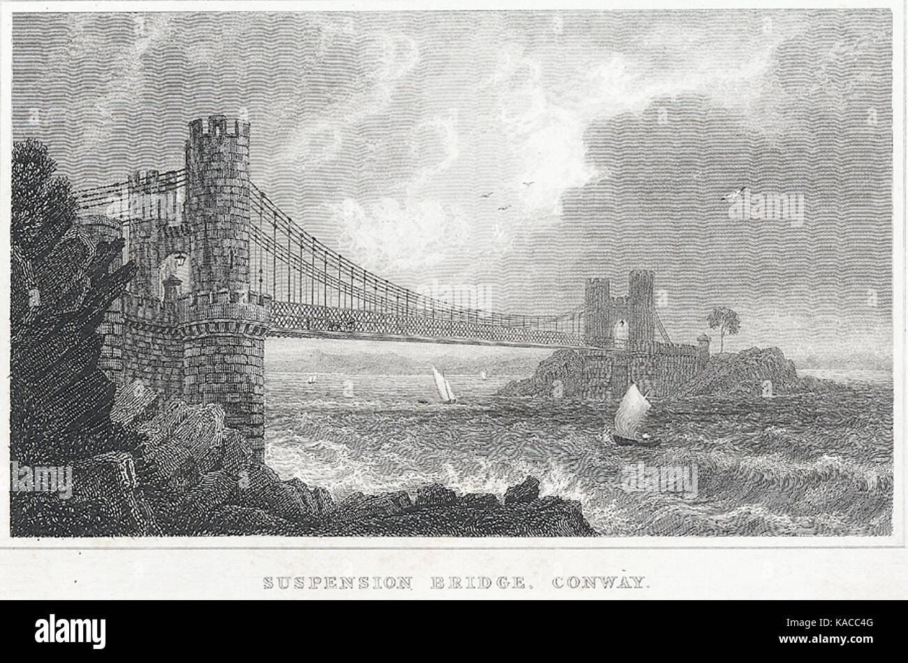 Suspension Bridge, Conway. Caernarvonshire Stock Photo - Alamy