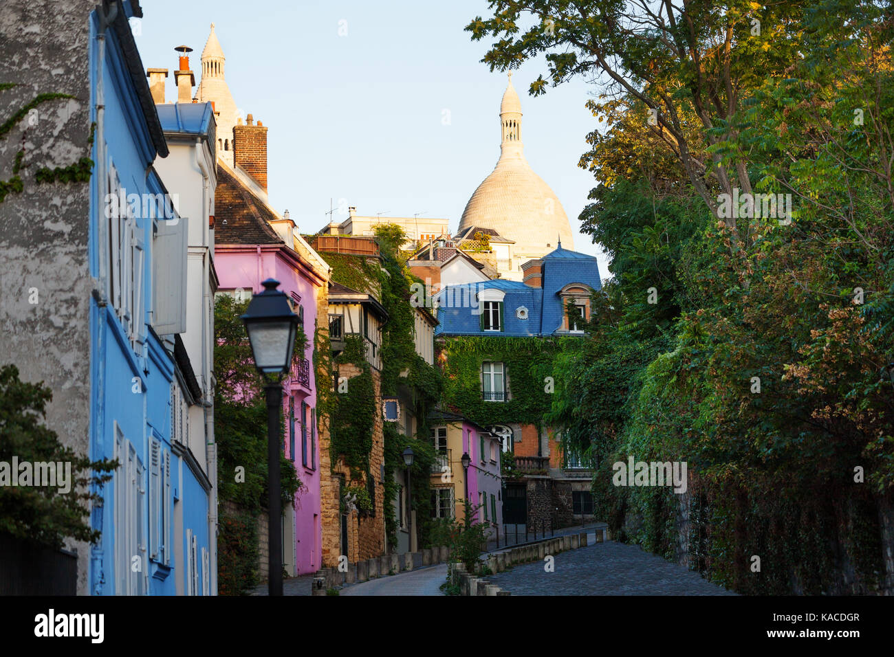 Colorful houses on old town streets, Paris, France Stock Photo - Alamy
