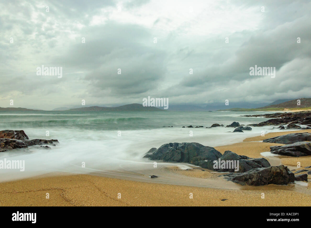 Borve beach on the Isle of Harris, Scotland, UK, on a stormy afternoon ...