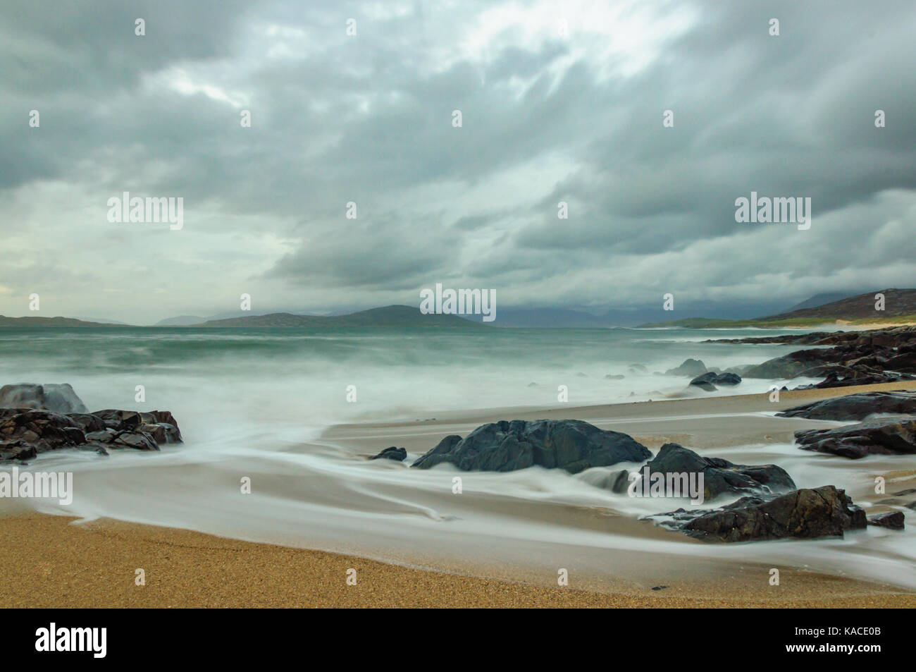 Borve beach on the Isle of Harris, Scotland, UK, on a stormy afternoon ...