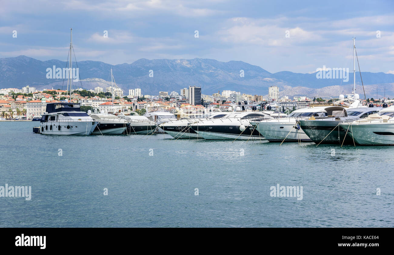Boats on the pier in the resort town of Split, Croatia Stock Photo - Alamy