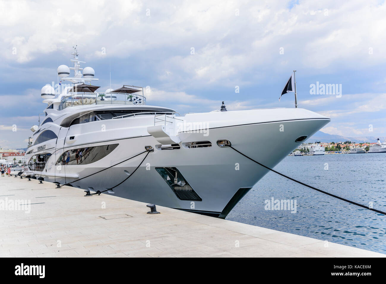 Boat on the pier in the resort town of Split, Croatia Stock Photo - Alamy