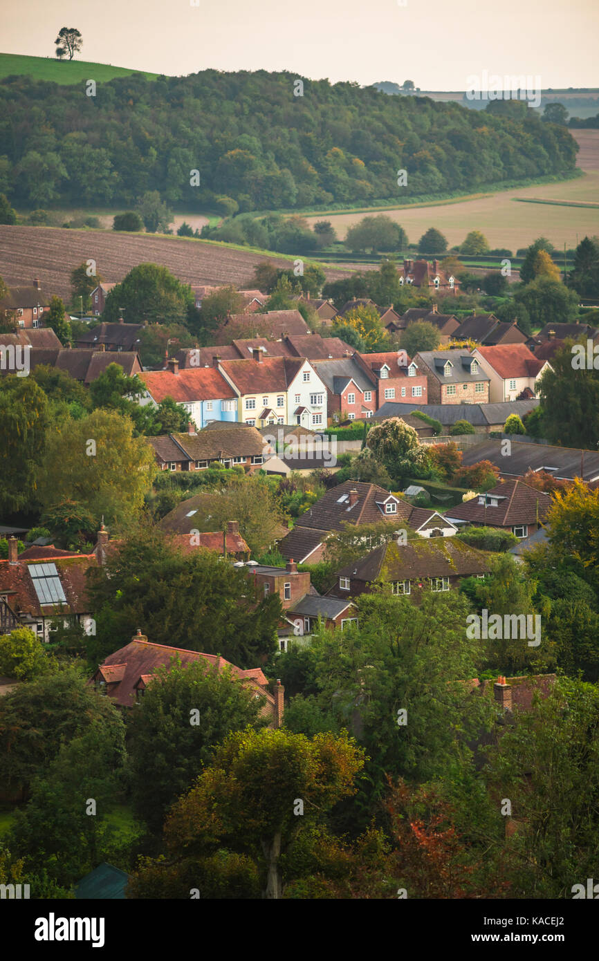 Scenic view over the quaint village East Meon during autumn in ...