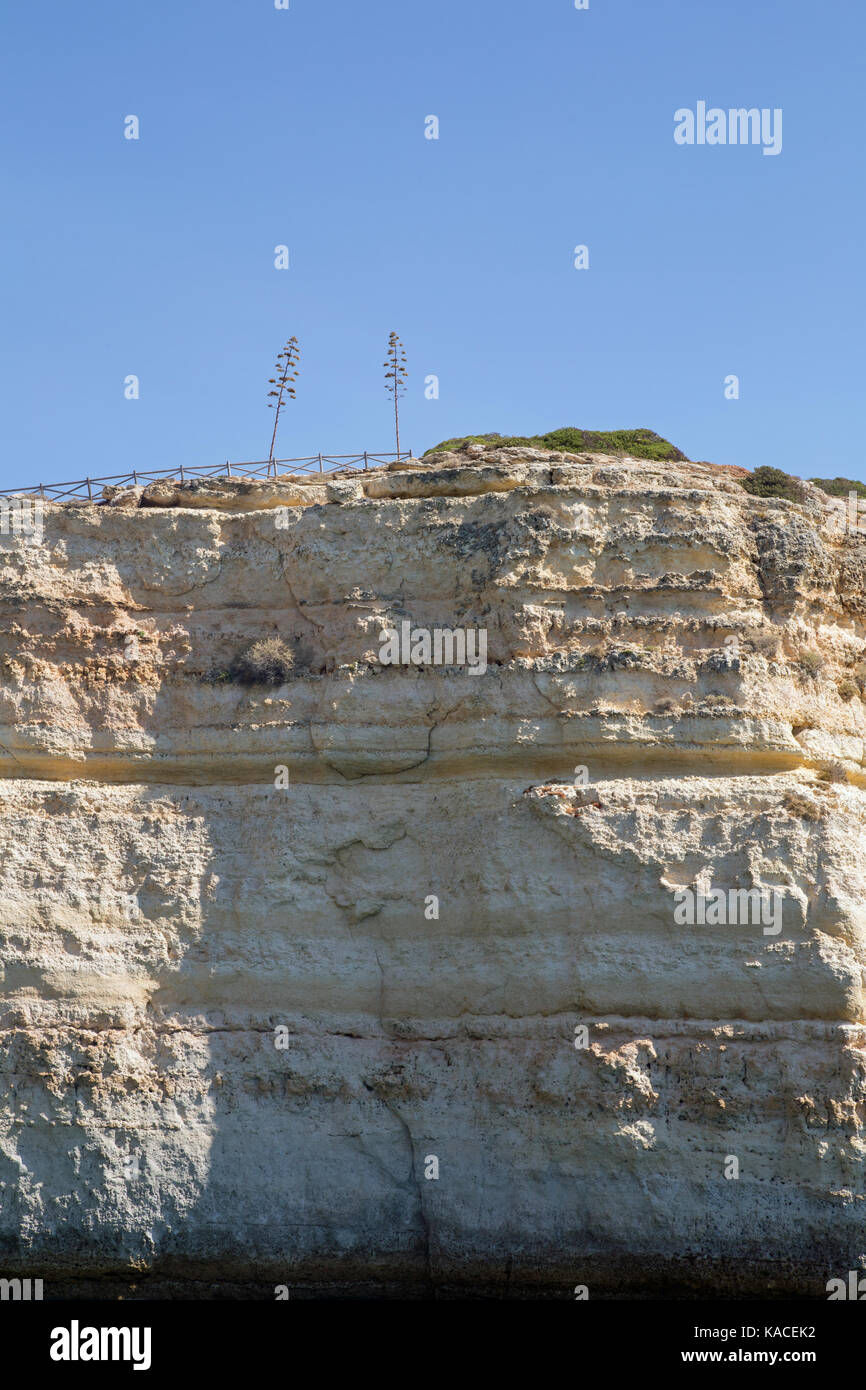 Geological rock formations and caves on the Algarve coast of Portugal ...