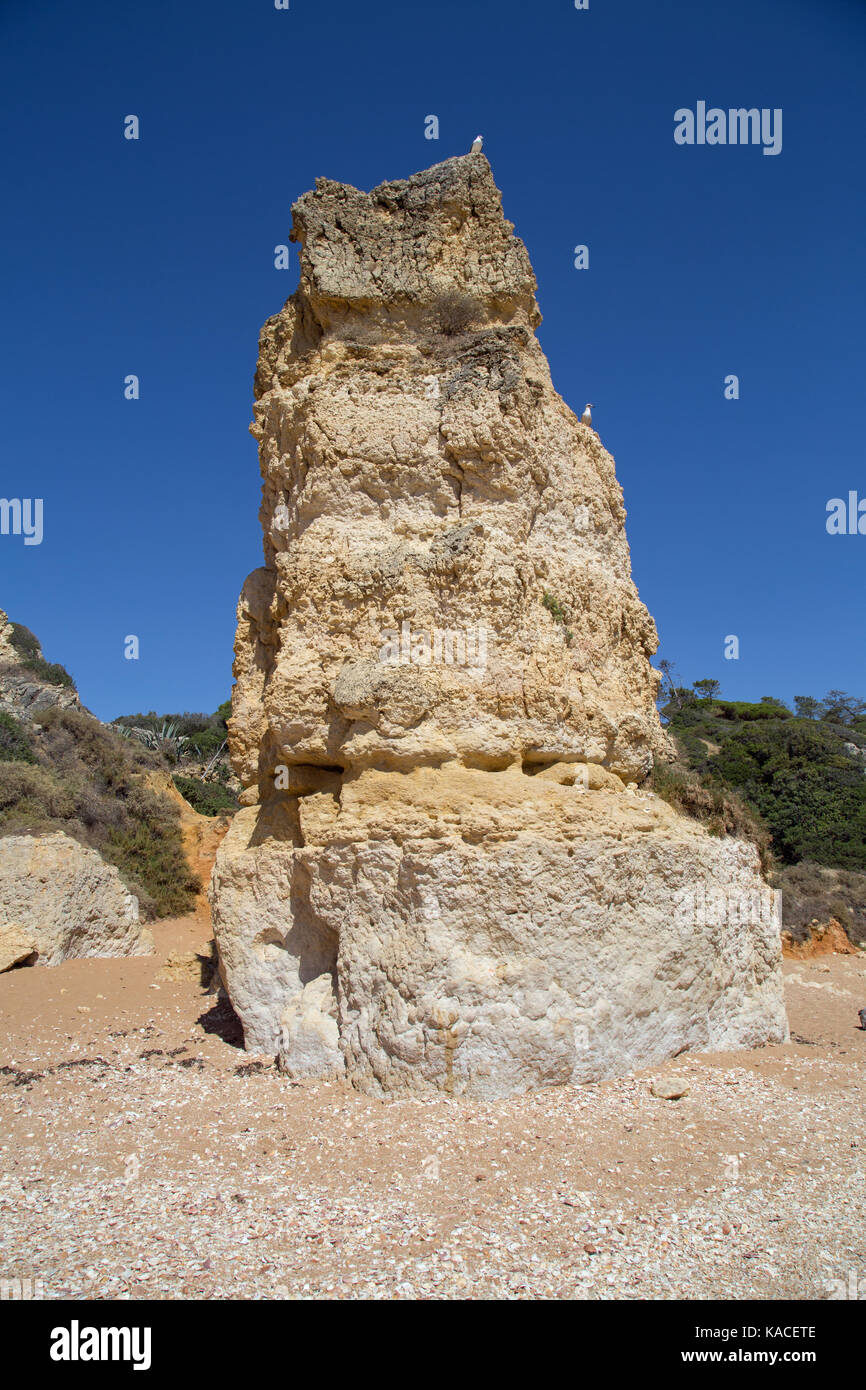 Geological rock formations and caves on the Algarve coast of Portugal ...