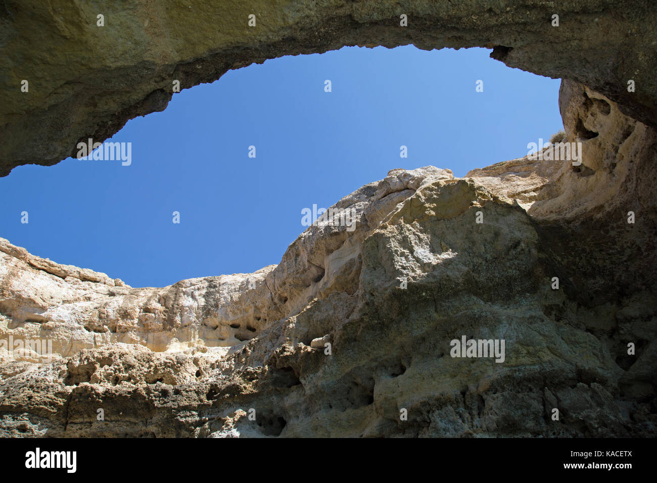 Geological rock formations and caves on the Algarve coast of Portugal ...