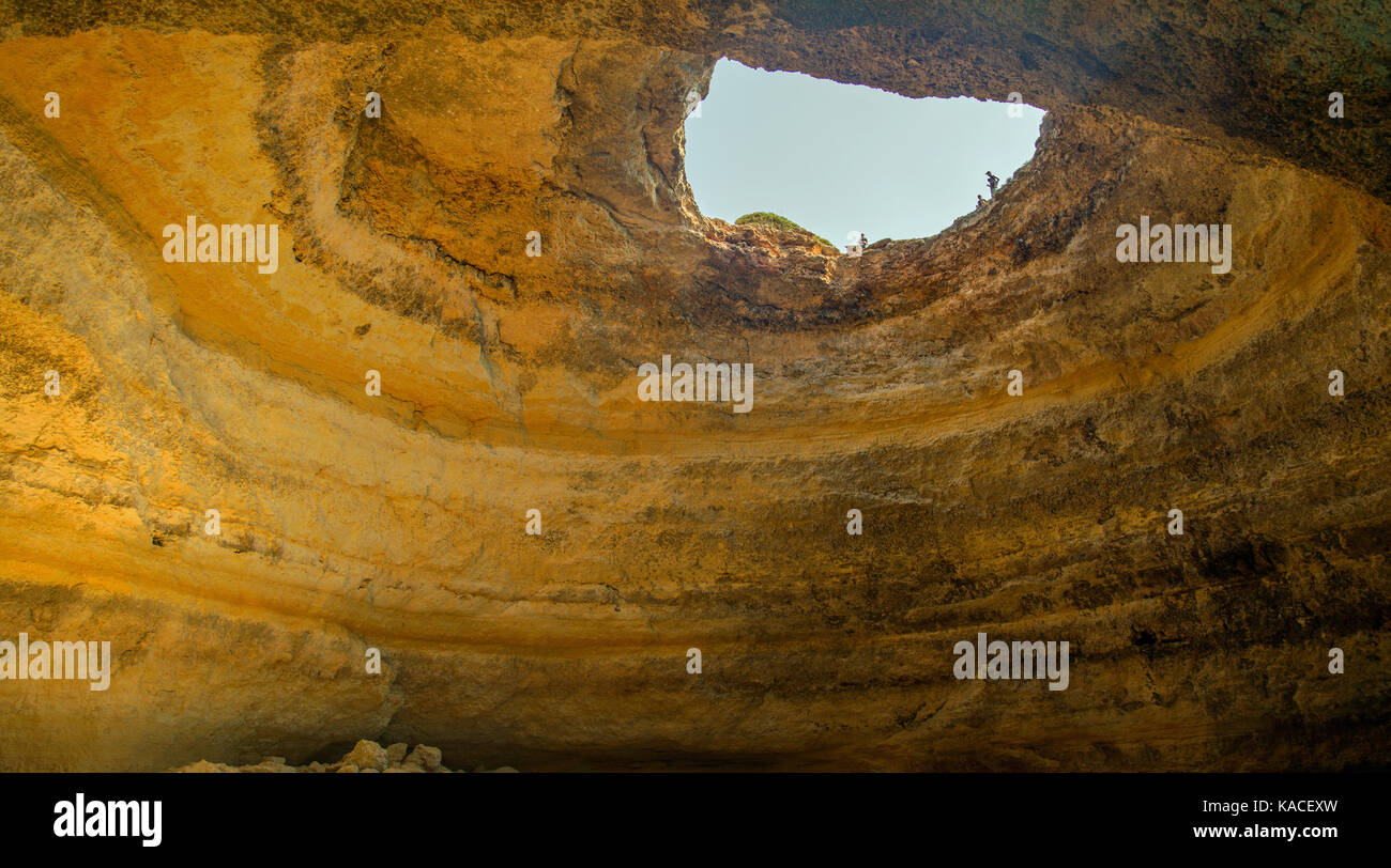 Geological rock formations and caves on the Algarve coast of Portugal ...
