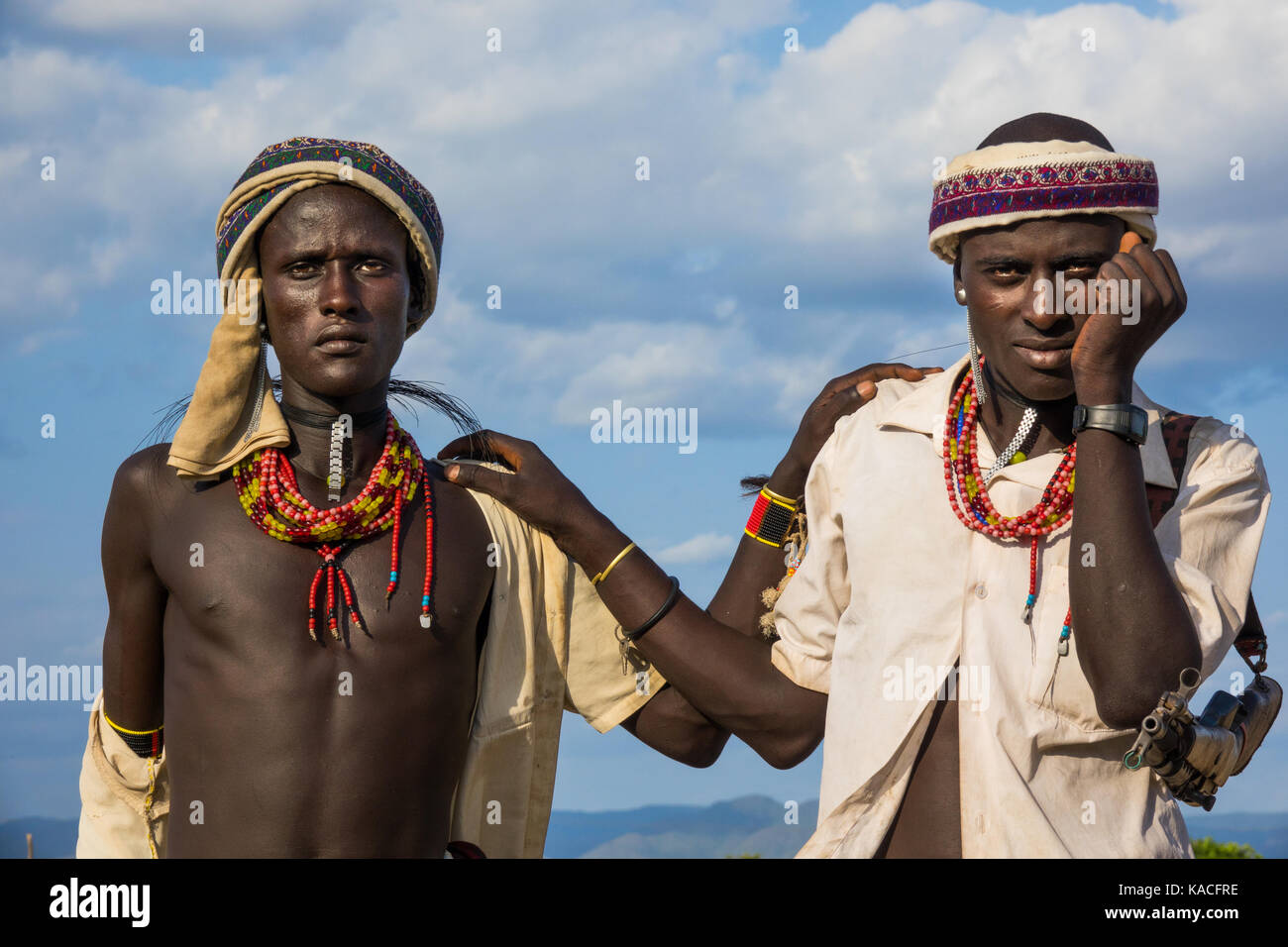 Erbore tribe men in Murale village, Omo valley, Ethiopia Stock Photo ...
