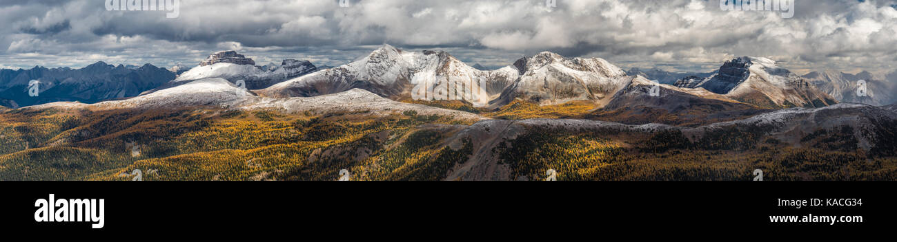 Fall Colors and a Mountain Panorama in Banff National Park Stock Photo ...
