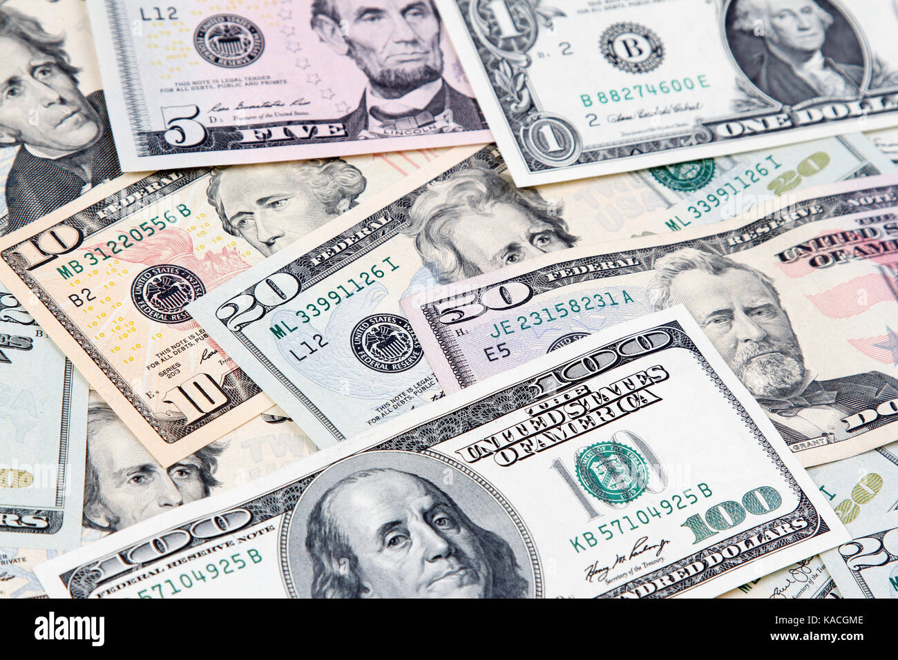 Closeup of assorted American banknotes Stock Photo - Alamy