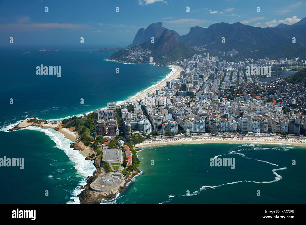 Fort Copacabana, Ipanema Beach (top left), and Copacabana Beach (right ...