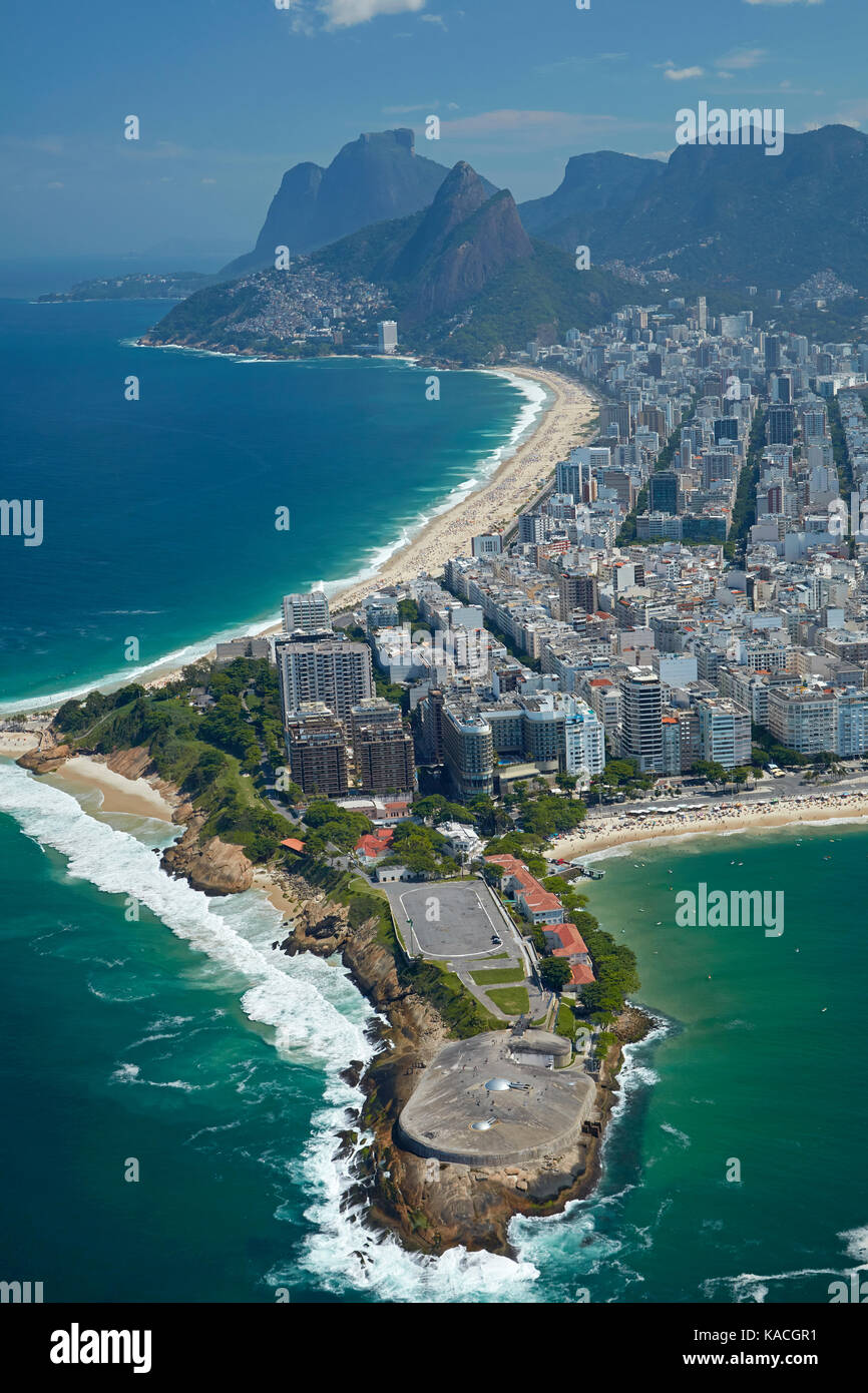 Fort Copacabana, Ipanema Beach (top left), and Copacabana Beach (right ...