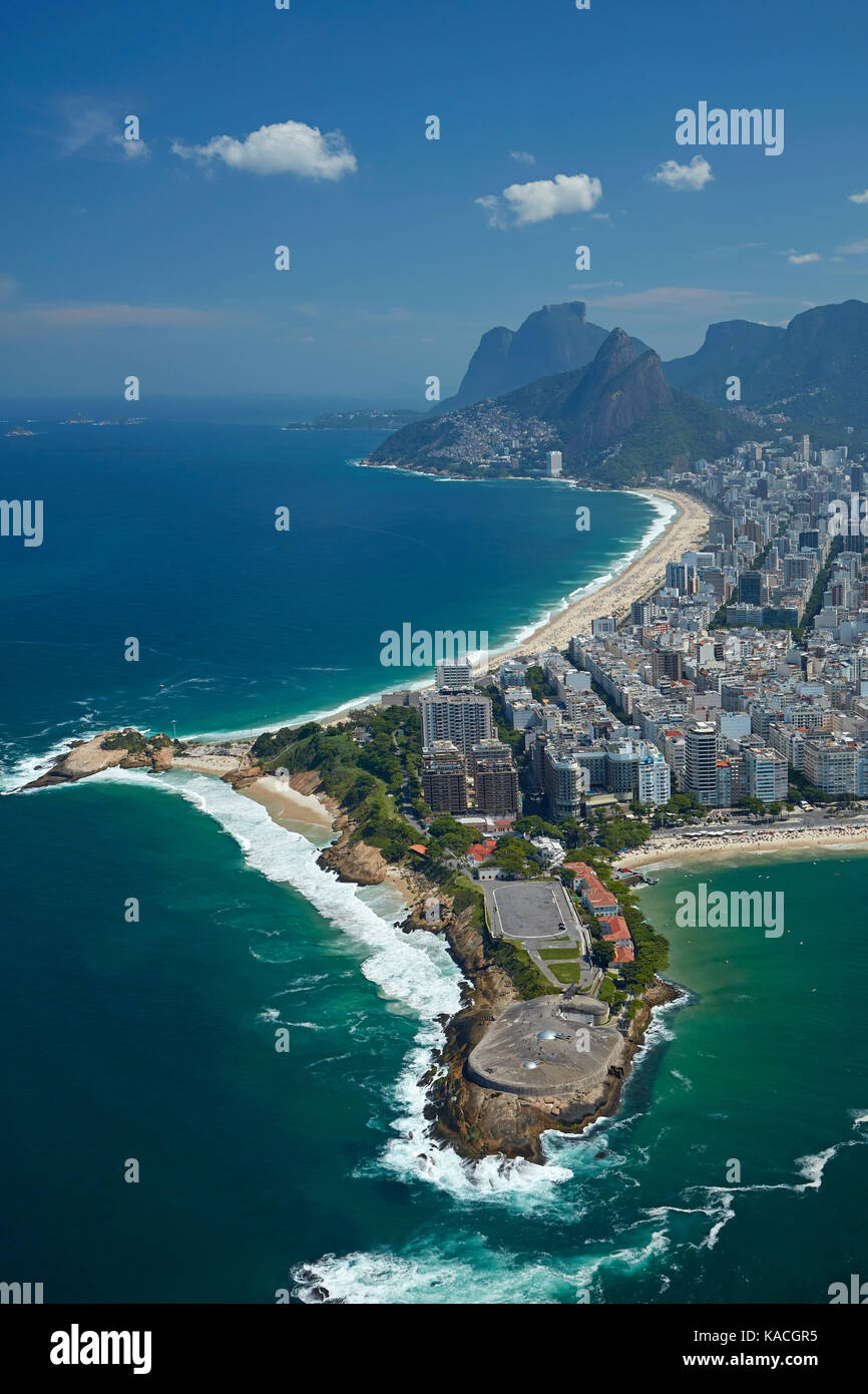 Fort Copacabana, Ipanema Beach (top left), and Copacabana Beach (right ...