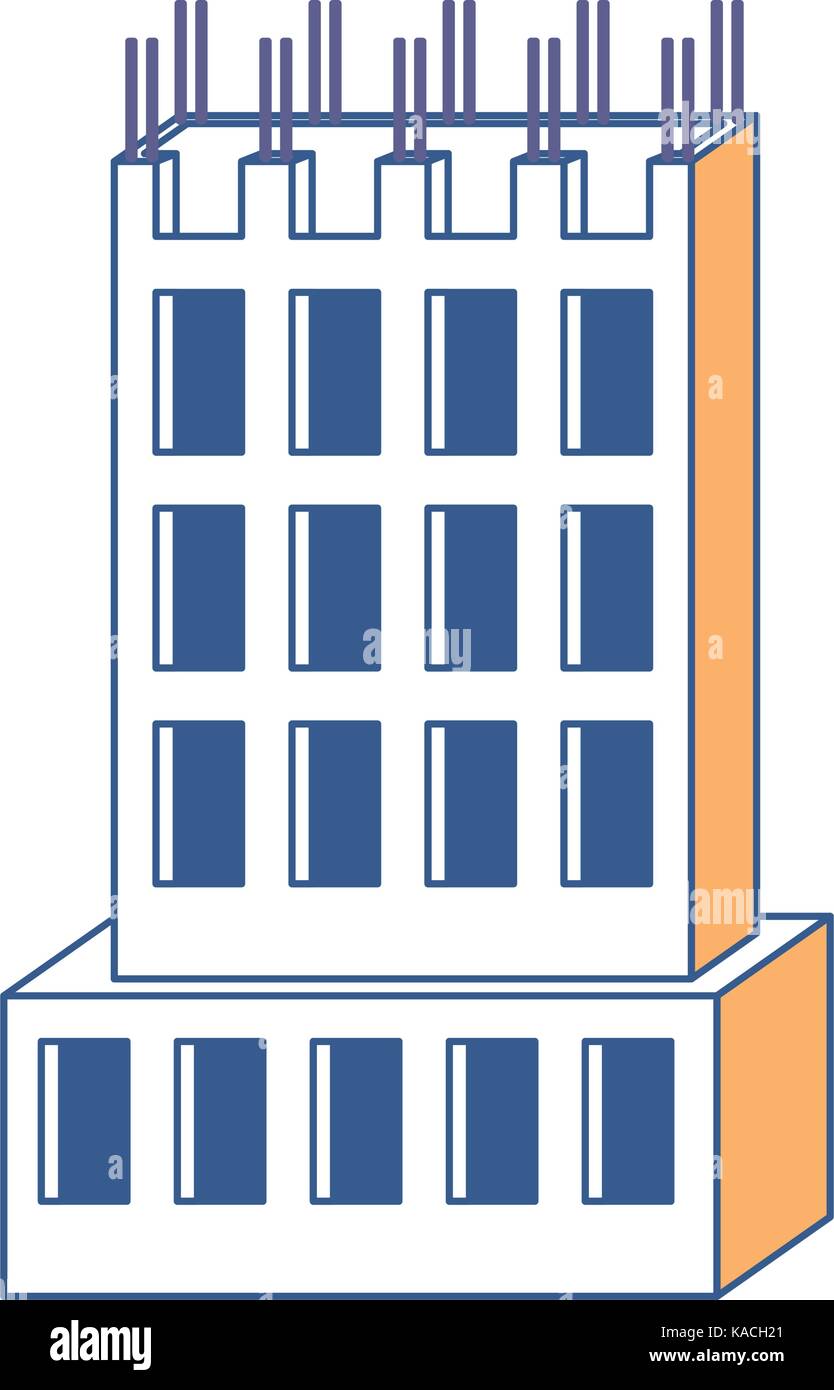 building under construction in color sections silhouette Stock Vector ...