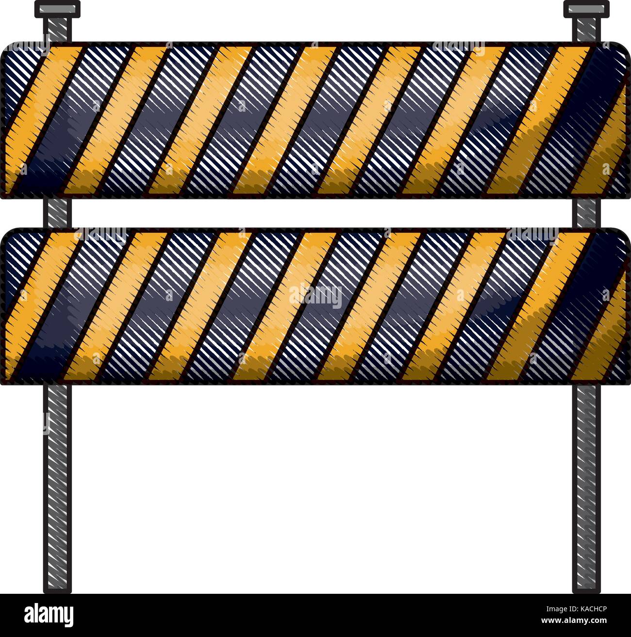 traffic fence flat icon in colored crayon silhouette Stock Vector Image ...