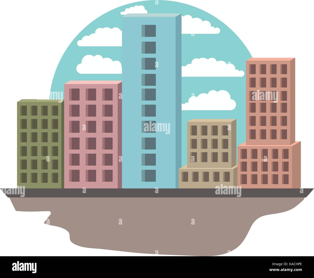 building set city landscape in circular shape colorful silhouette Stock ...