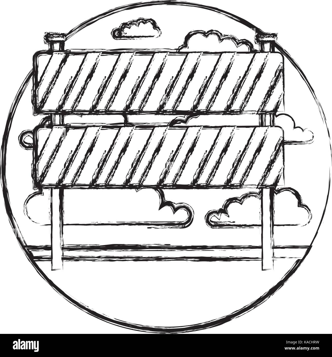 traffic fence in circular shape monochrome blurred silhouette Stock ...