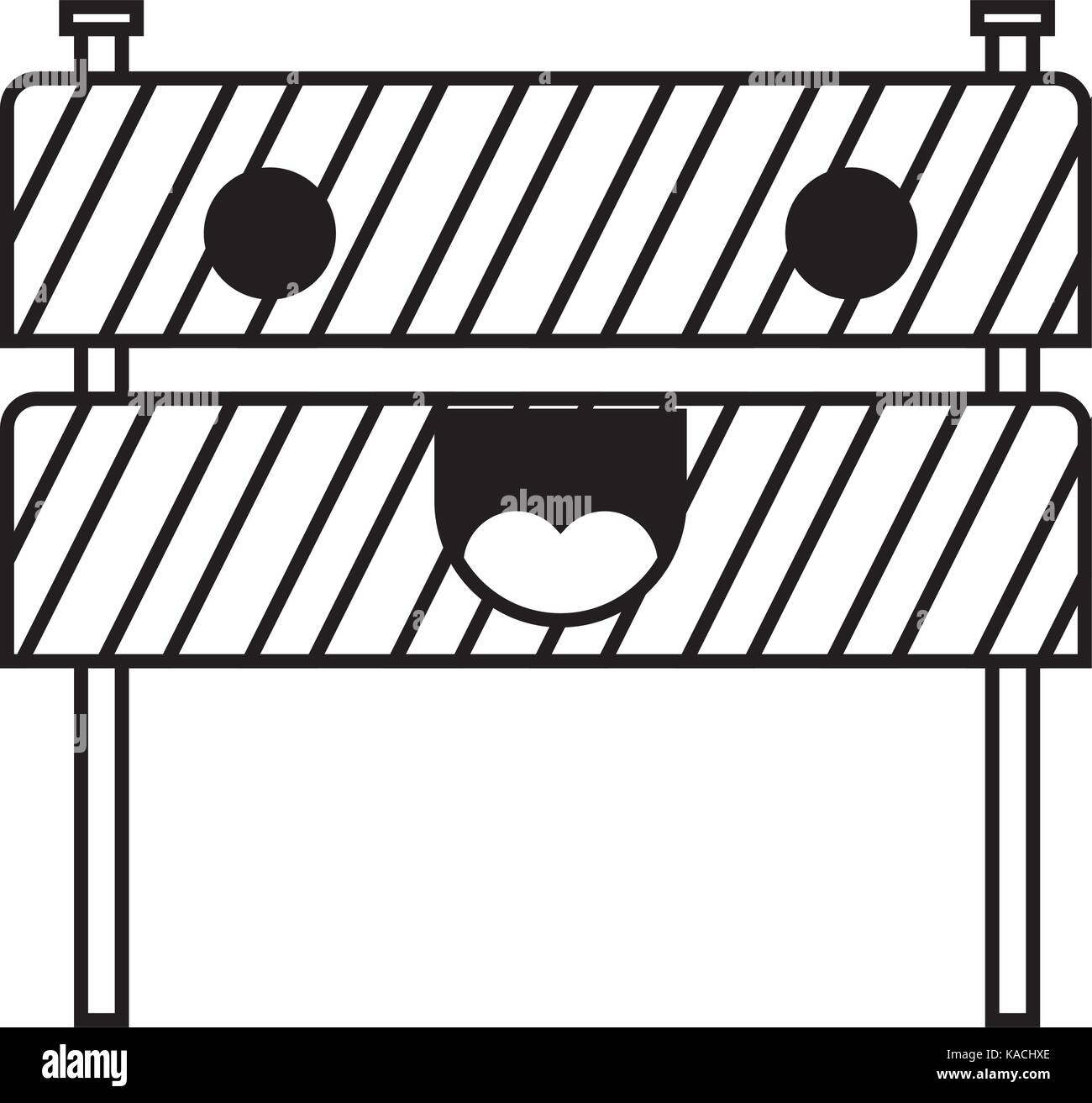 traffic fence flat icon monochrome kawaii silhouette Stock Vector Image ...