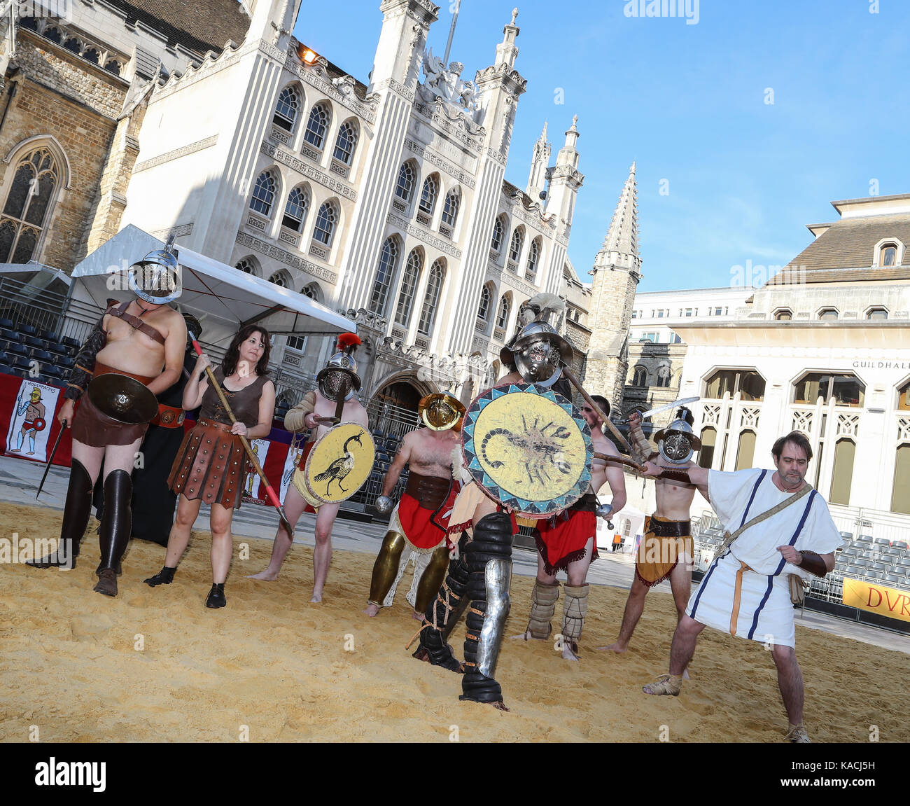 Gladiators fight it out in an epic battle of swords and shields as part ...