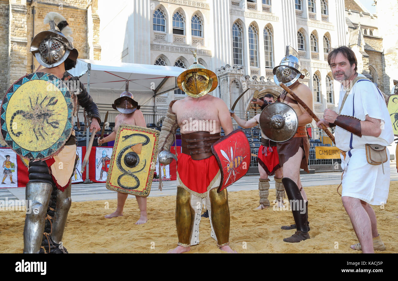 Gladiators fight it out in an epic battle of swords and shields as part ...