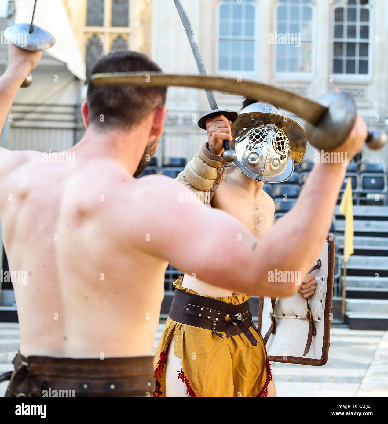 Gladiators fight it out in an epic battle of swords and shields as part ...