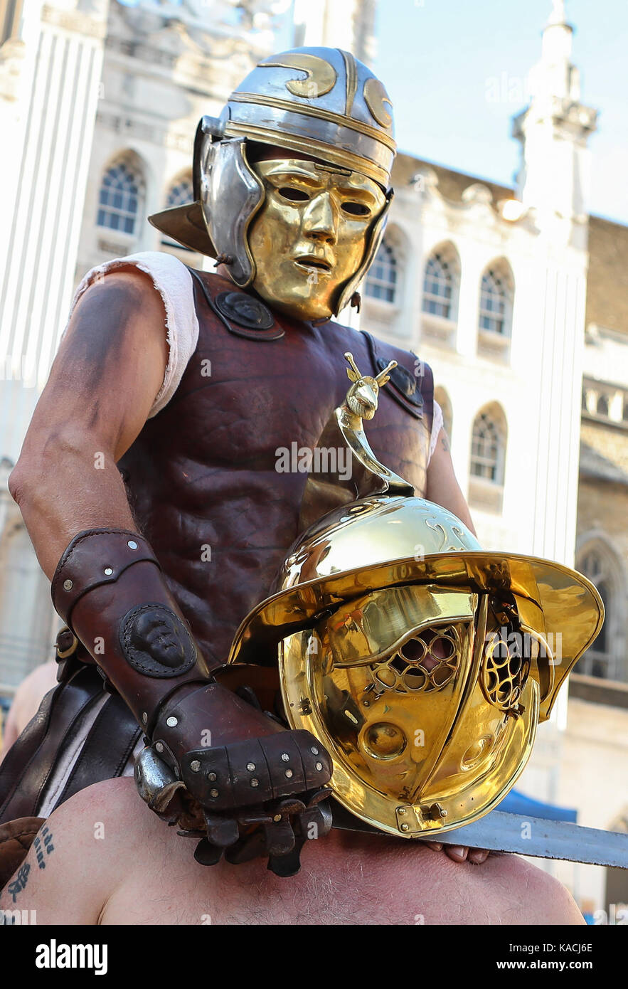 Gladiators fight it out in an epic battle of swords and shields as part ...