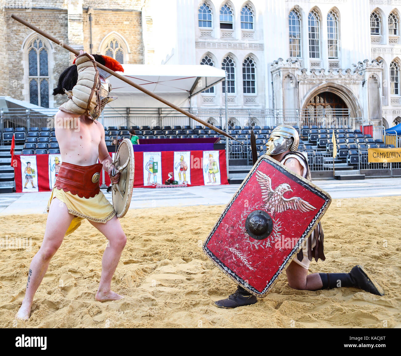 Gladiators fight it out in an epic battle of swords and shields as part ...