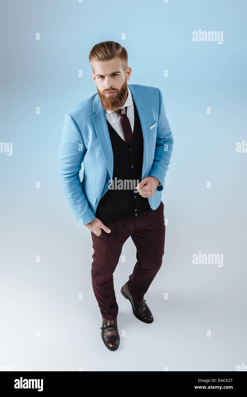 stylish man in blue jacket Stock Photo - Alamy