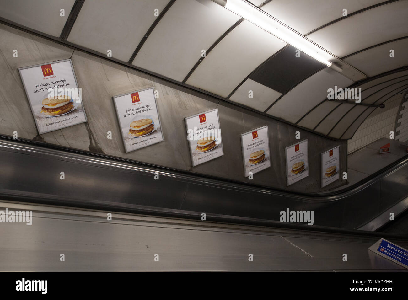 Escalators at a tube station Stock Photo - Alamy